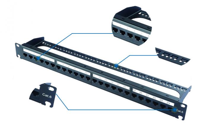 P6224-C6 24 Port Shielded Patch Panel , 24 Port Patch Panel Rack Mount