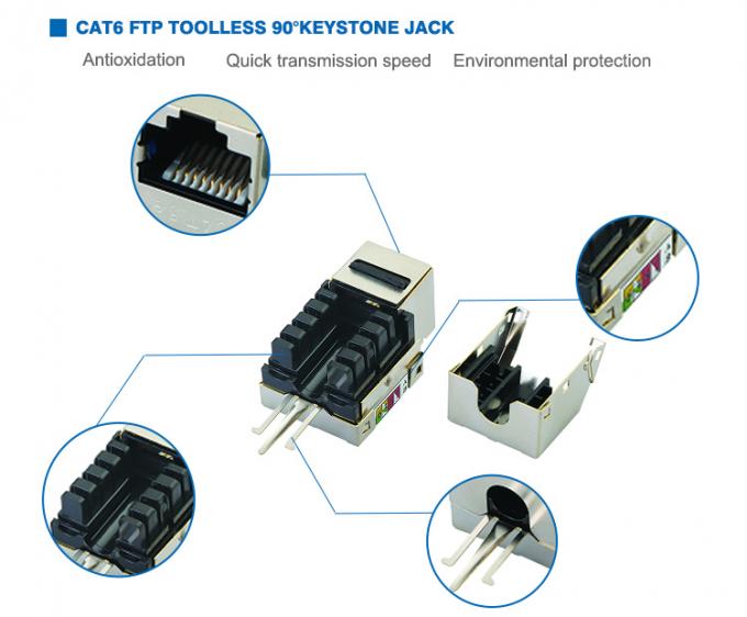 White Network Keystone Jack For Ethernet Network Phosphor Bronze Material