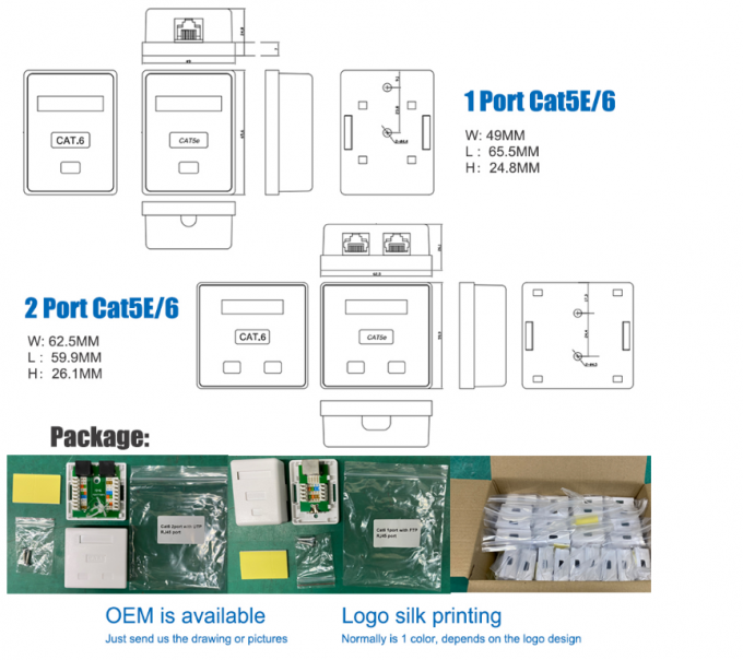 Cat3 Utp Single Port Surface Mount Box RJ11 Wall Plate Socket With ...
