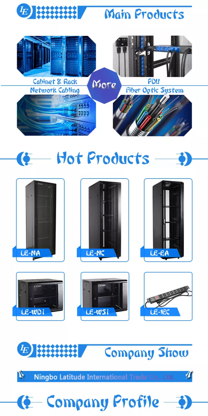 800kg Payload Data Center Network Cabinet With Perforated Glass Door