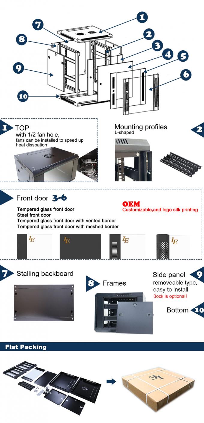 6U 9U 19'' Room Network Server Rack Enclosure Wall Mount Cabinet