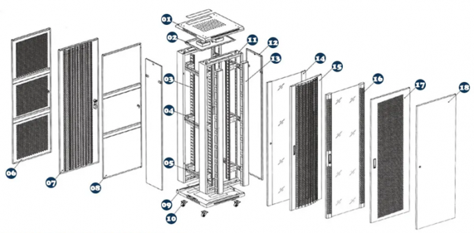 Customized SPCC Server Rack Network Cabinet With Vented Door 19 Inch 12U